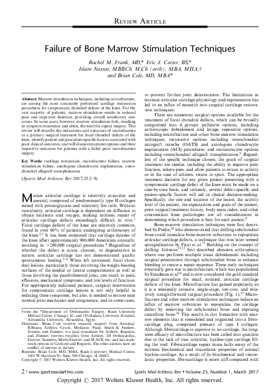 (PDF) Failure of Bone Marrow Stimulation Techniques