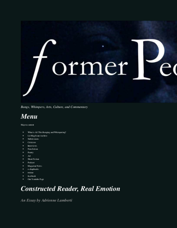 (PDF) Constructed Reader, Real Emotion