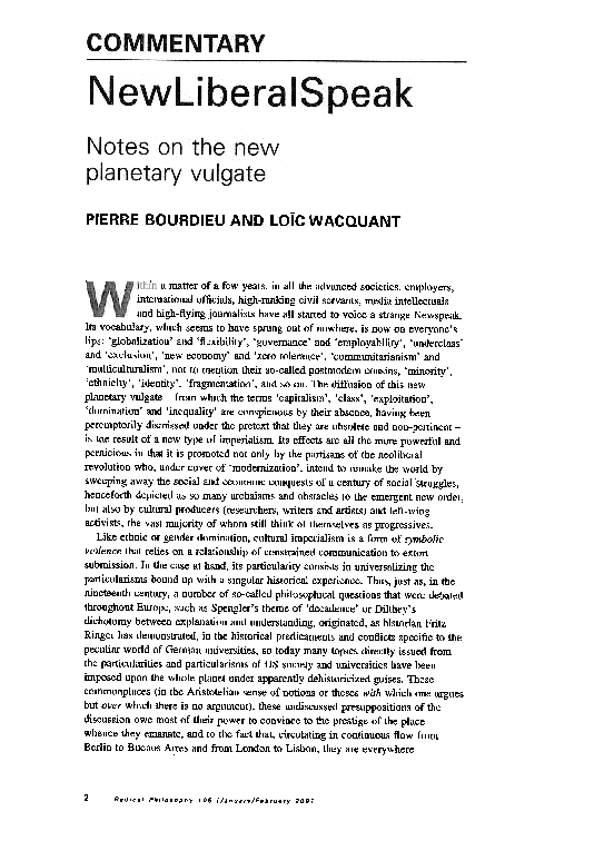 (PDF) PIERRE BOURDIEU AND LOIC WACQUANT