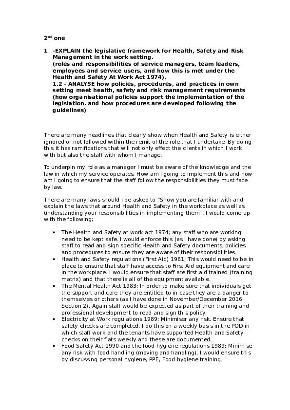 Health and Safety QCF Level 5