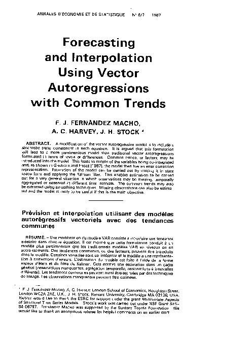 Pdf Forecasting And Interpolation Using Vector Autoregressions With