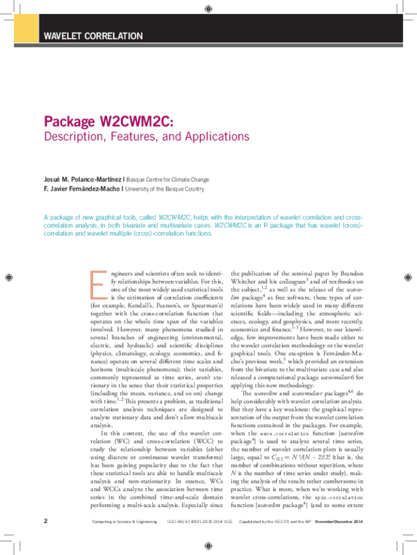 (PDF) W2CWM2C: Graphical Tools for Wavelet Analysis