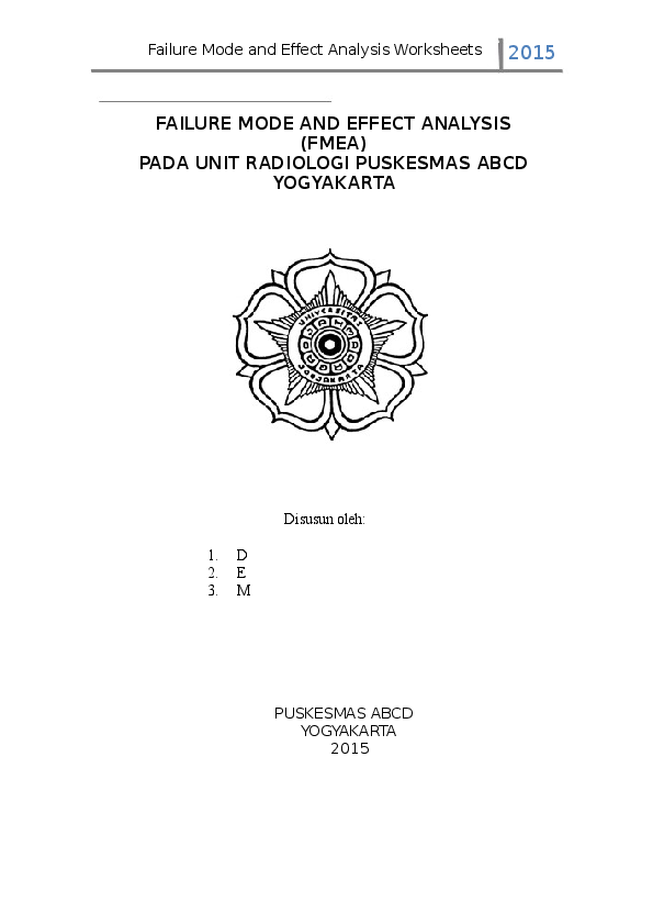 (DOC) Failure Mode and Effect Analysis Worksheets