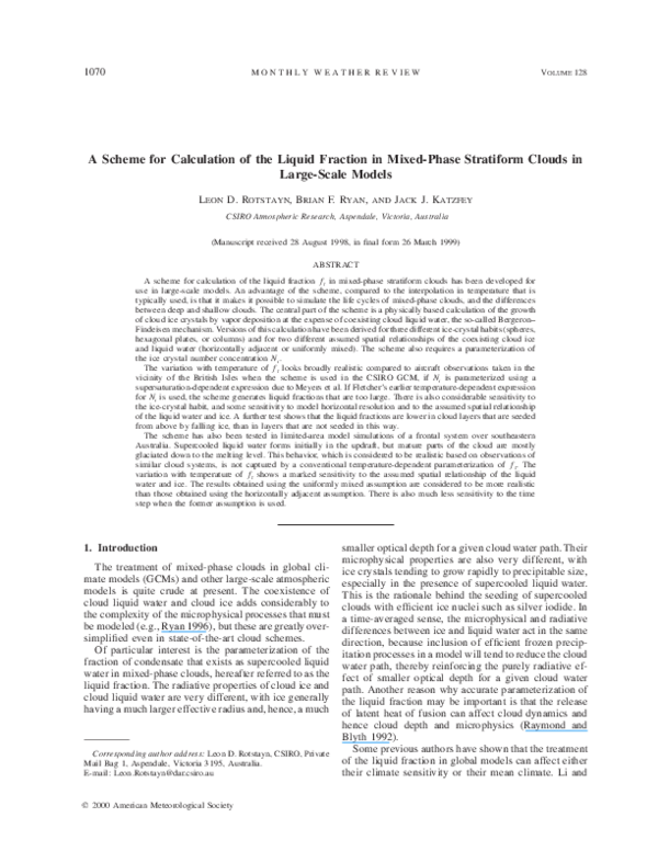 (PDF) A Scheme for Calculation of the Liquid Fraction in Mixed-Phase ...