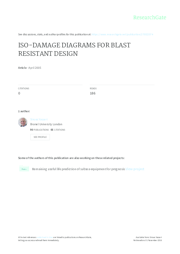(PDF) ISO-DAMAGE DIAGRAMS FOR BLAST RESISTANT DESIGN Remaining useful ...