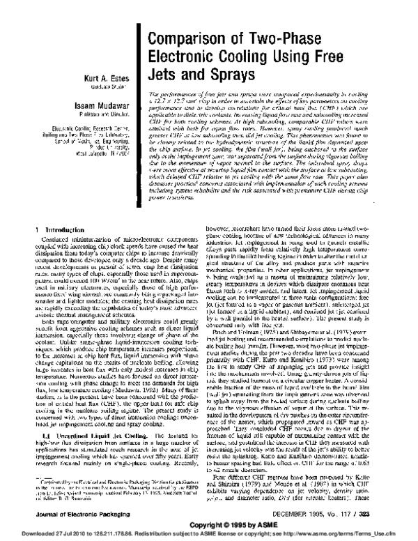 (PDF) Issam Mudawar Comparison of Two-Phase Electronic Cooling Using ...