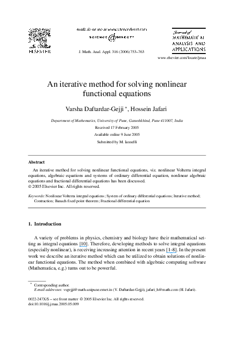 (PDF) An iterative method for solving nonlinear functional equations