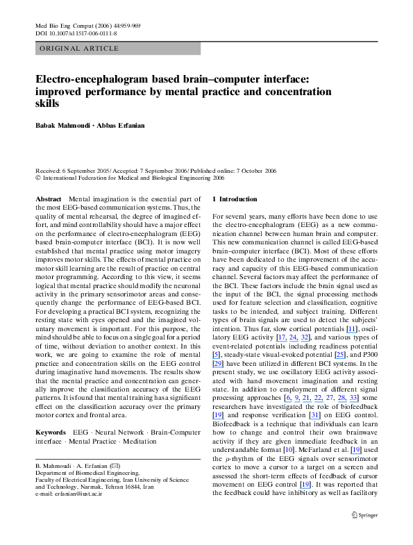 Pdf New Set Of Cognitive Tasks In Eeg Based Brain Computer Interface