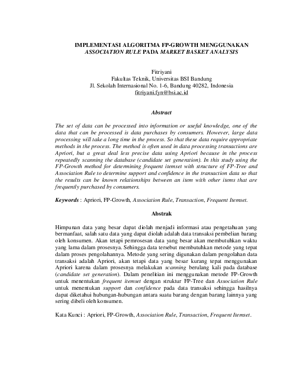 (PDF) ASOSIASI DATA MINING MENGGUNAKAN ALGORITMA FP-GROWTH UNTUK MARKET BASKET ANALYSIS ...