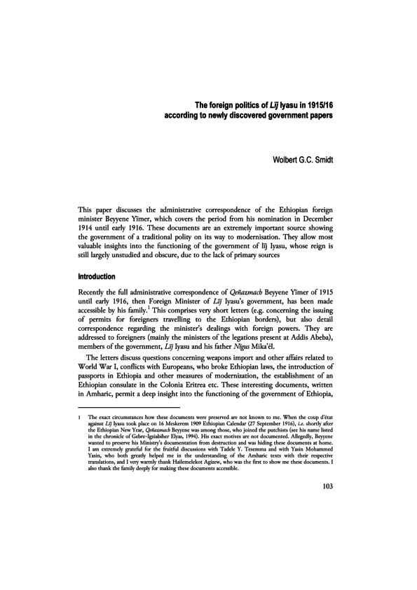 (PDF) The Foreign Politics of Lij Iyasu in 1915/16 According to Newly ...