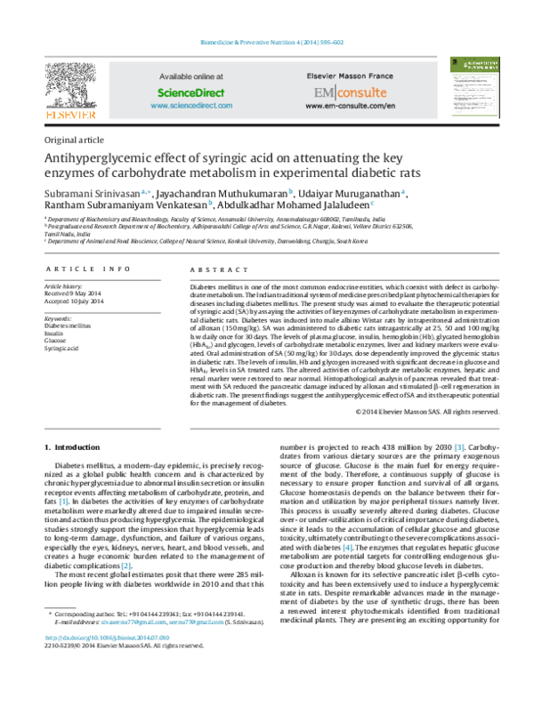 (PDF) ScienceDirect Antihyperglycemic effect of syringic acid on ...