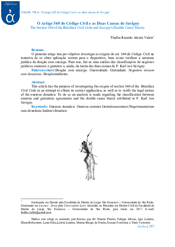(PDF) O Artigo 540 do Código Civil e as Duas Causas de Savigny (The ...