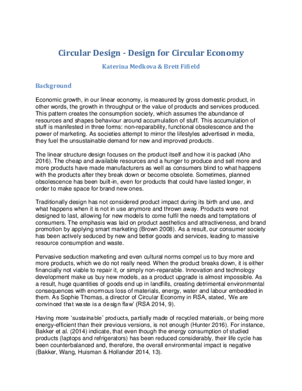 (PDF) Circular Design -Design for Circular Economy, by Katerina Medkova ...