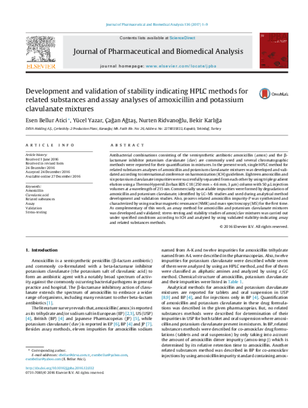 (PDF) Development and validation of stability indicating HPLC methods for related substances and ...