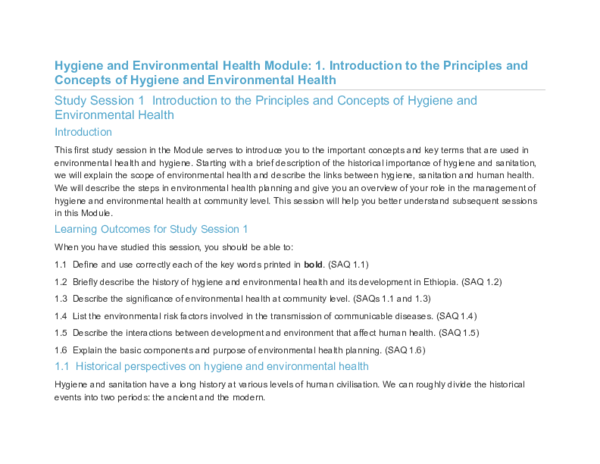 (DOC) Hygiene and Environmental Health Module