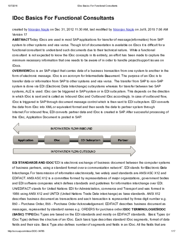 (PDF) IDoc Basics For Functional Consultants