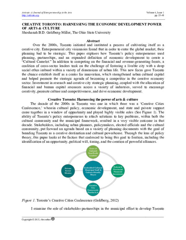 (PDF) CREATIVE TORONTO: HARNESSING THE ECONOMIC DEVELOPMENT POWER OF ...