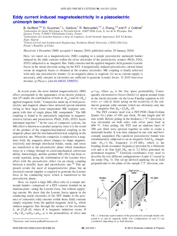 (PDF) Eddy current induced magnetoelectricity in a piezoelectric ...