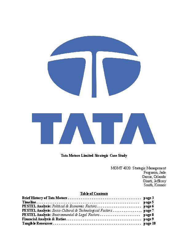 (DOC) Tata Motors Case Paper