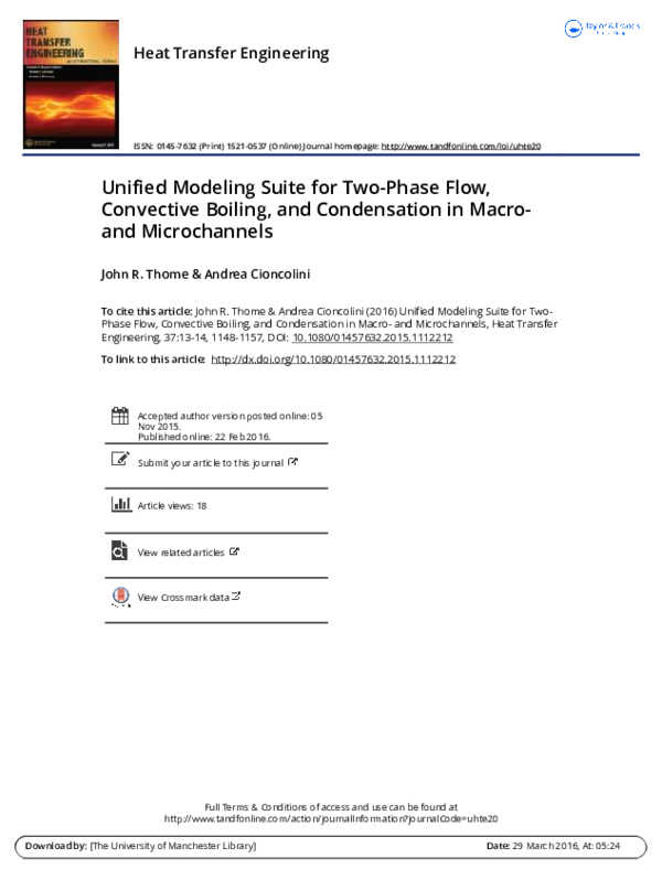 (PDF) Unified Modeling Suite for two-phase flow, convective boiling and condensation in macro ...