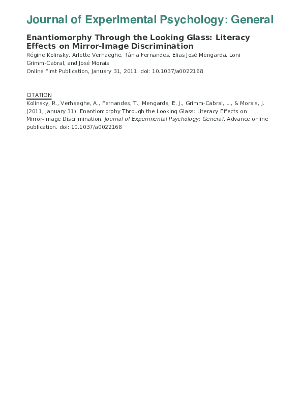 Enantiomorphy through the looking glass: literacy effects on mirror ...