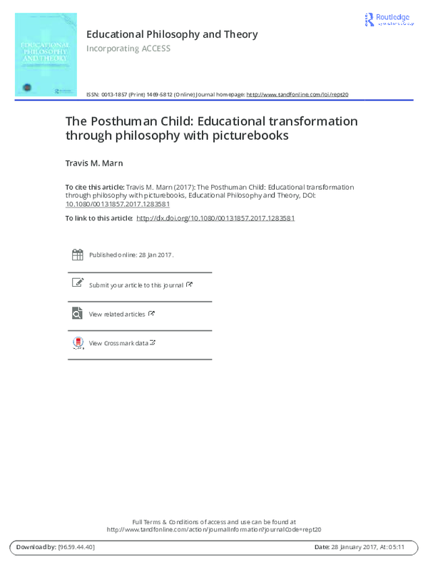 (PDF) Book review T Marn of The Posthuman Child: Educational ...