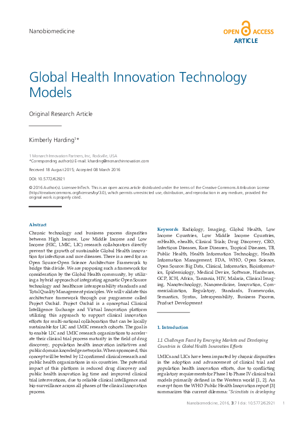 (PDF) Global Health Technology Models