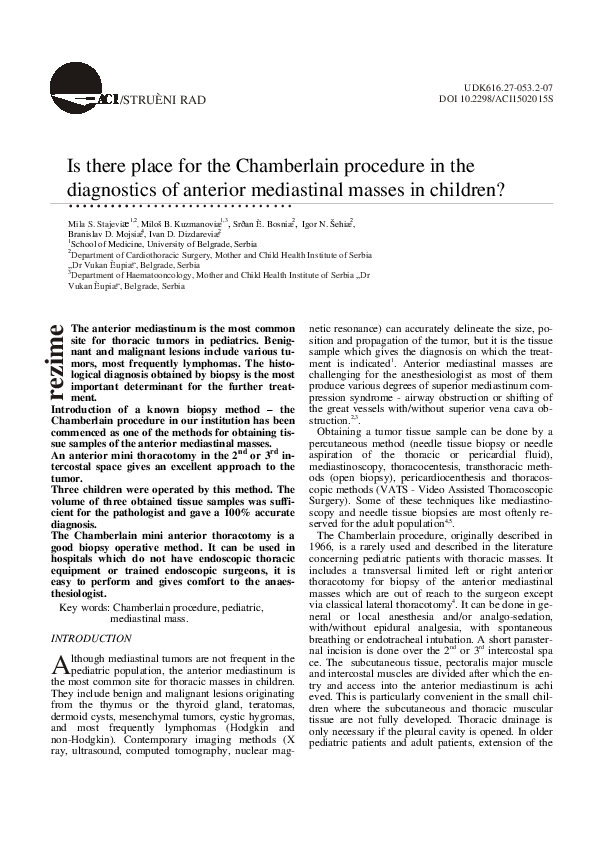 (PDF) Is there place for the Chamberlain procedure in the diagnostics ...