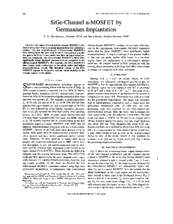 (PDF) SiGe-Channel n-MOSFET by Germanium Implantation