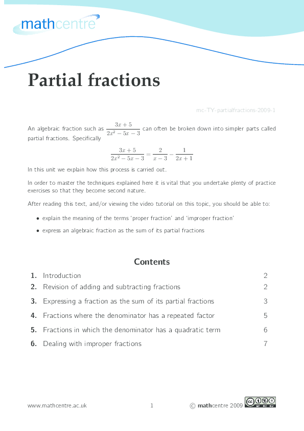 (PDF) Partial fractions