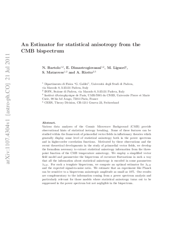 Pdf An Estimator For Statistical Anisotropy From The Cmb Bispectrum