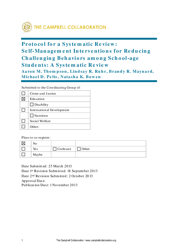 (PDF) Self-Management Interventions for Reducing Challenging Behaviors ...