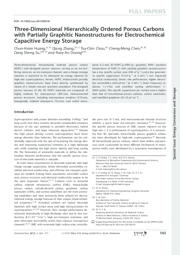 (PDF) Three-Dimensional Hierarchically Ordered Porous Carbons with Partially Graphitic ...