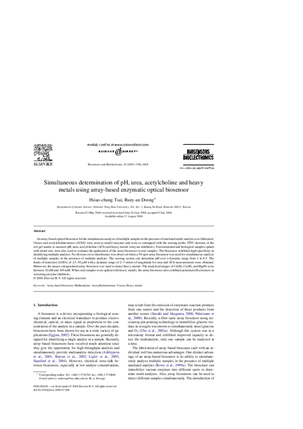 (PDF) Simultaneous determination of pH, urea, acetylcholine and heavy ...
