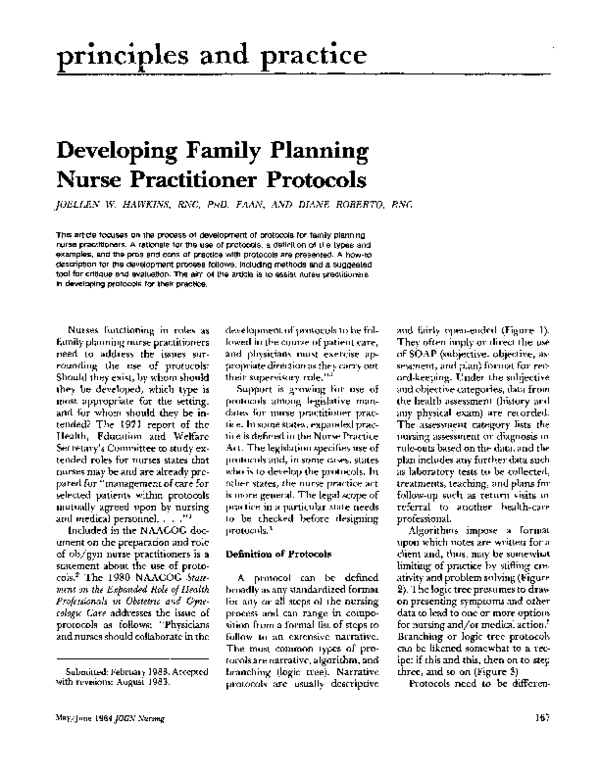 (PDF) Developing Family Planning Nurse Practitioner Protocols | Joellen ...
