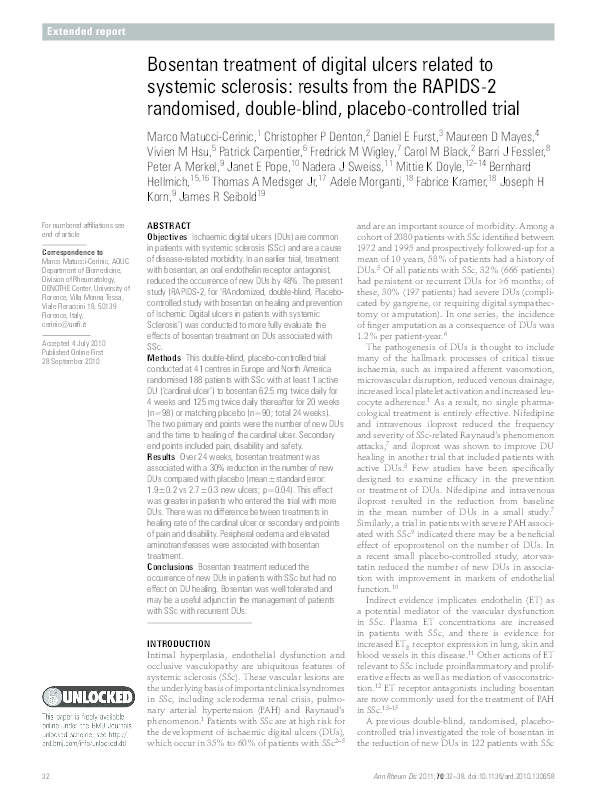 (PDF) Bosentan treatment of digital ulcers related to systemic ...