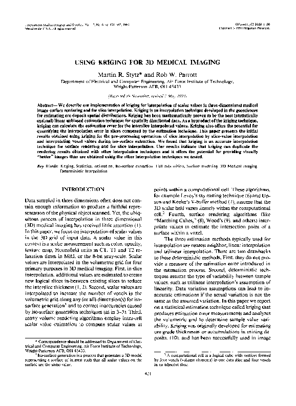 (PDF) Using kriging for 3d medical imaging