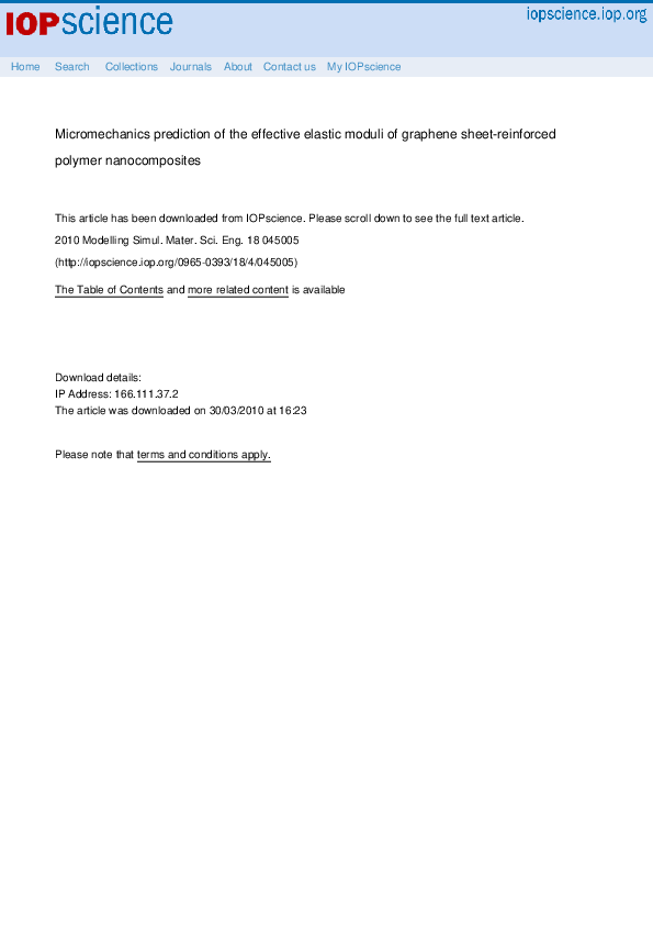 (PDF) Micromechanics prediction of the effective elastic moduli of graphene sheet-reinforced ...