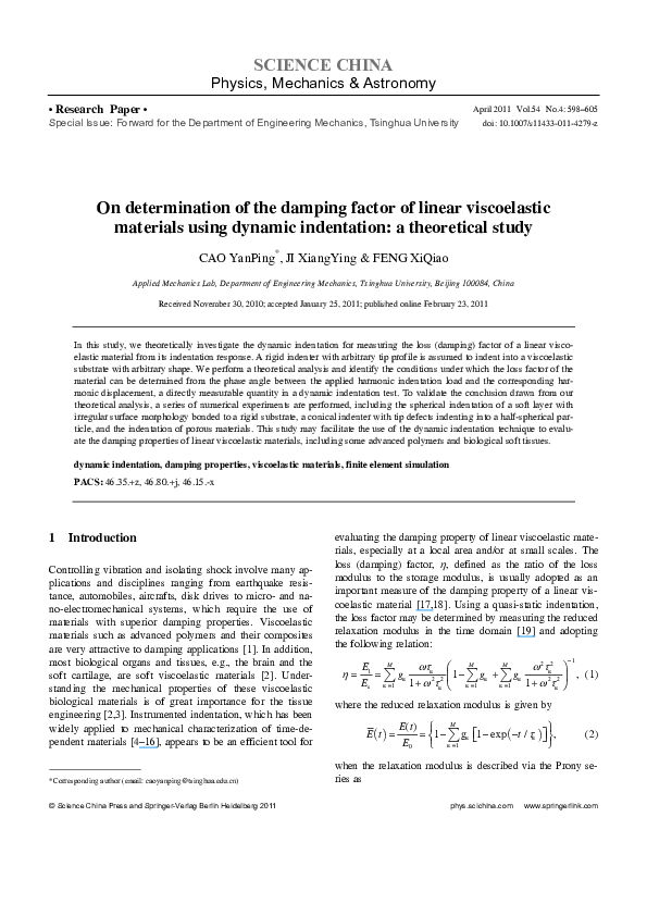 (PDF) On determination of the damping factor of linear viscoelastic materials using dynamic ...