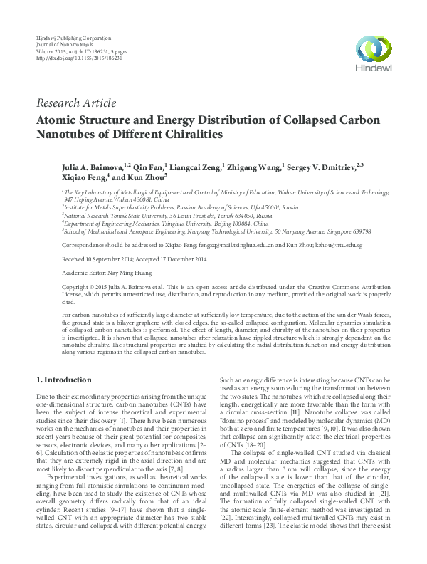 (PDF) Atomic Structure and Energy Distribution of Collapsed Carbon ...