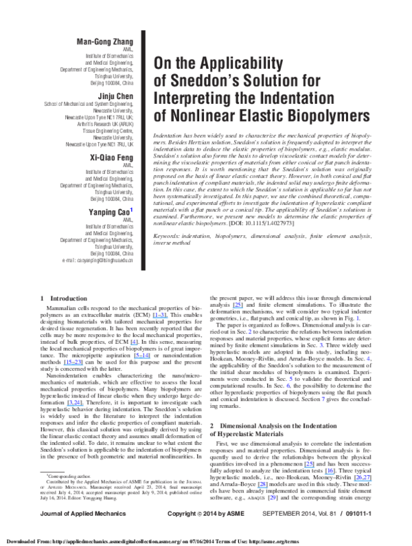 (PDF) On the Applicability of Sneddon's Solution for Interpreting the ...