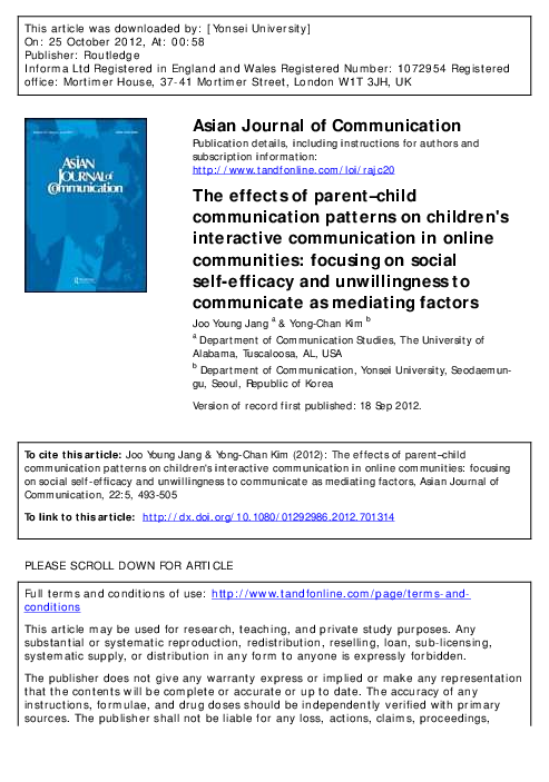 (PDF) The effects of parent–child communication patterns on children's ...
