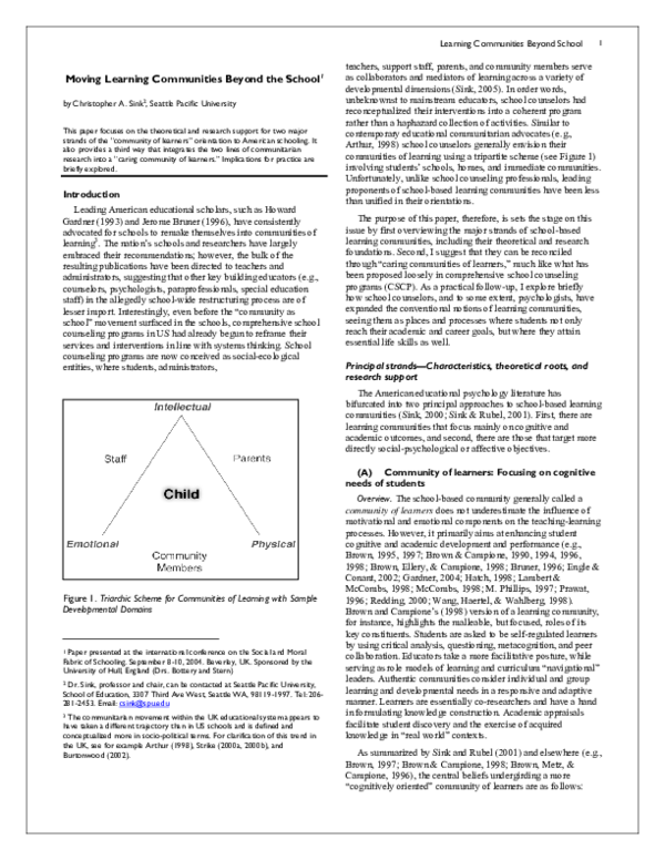 (PDF) Moving learning communities beyond the school