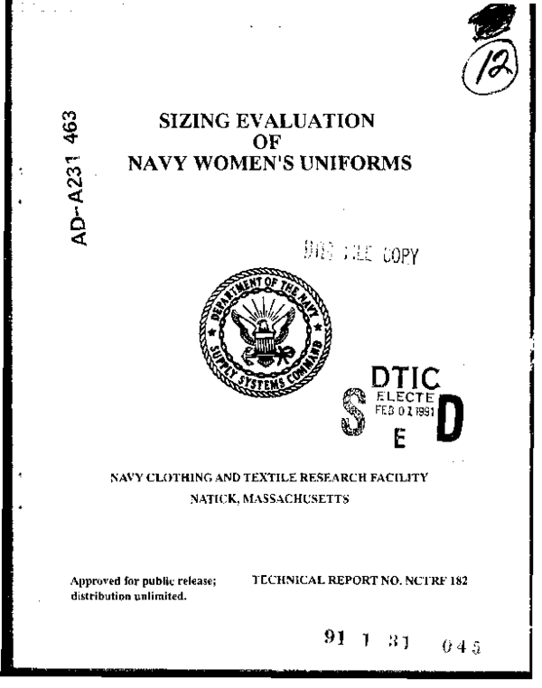 (PDF) Sizing Evaluation of Navy Women's Uniforms