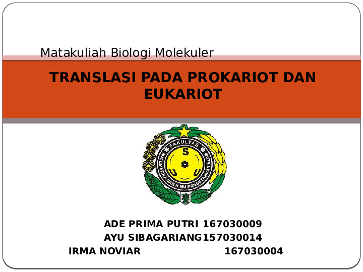 (PPT) Translasi pada prokariot dan eukariot