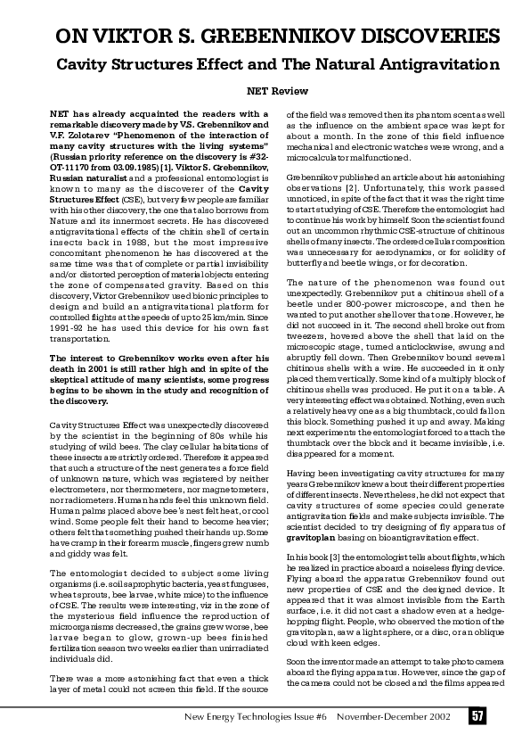 (PDF) ON VIKTOR S. GREBENNIKOV DISCOVERIES