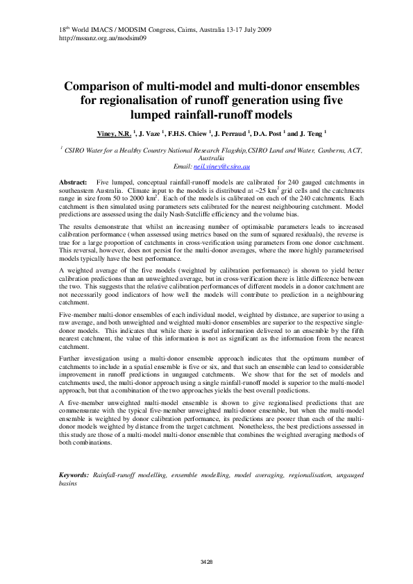 (PDF) Comparison of multi-model and multi-donor ensembles for regionalisation of runoff ...