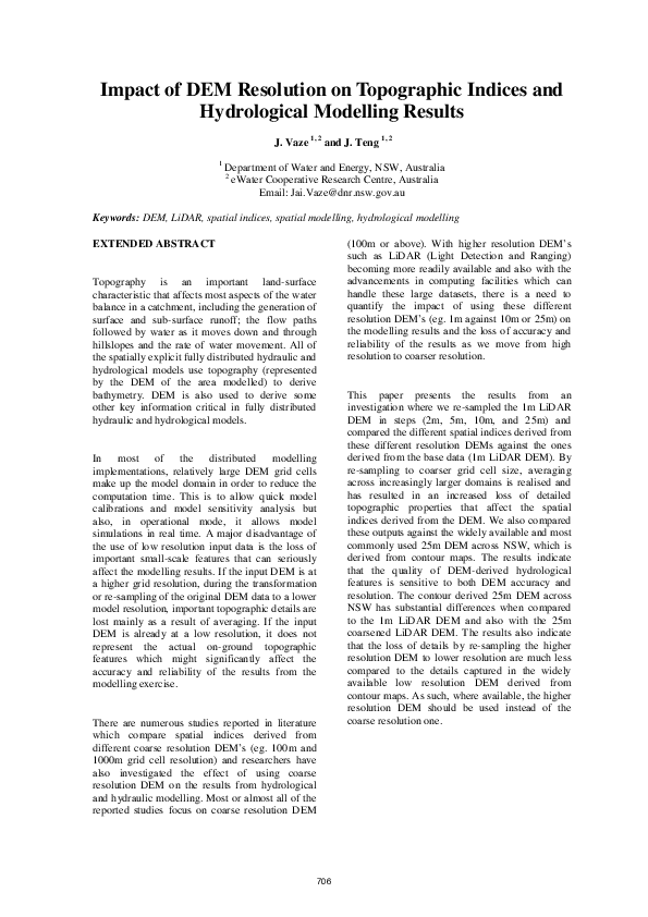 (PDF) Impact of DEM Resolution on Topographic Indices and Hydrological ...