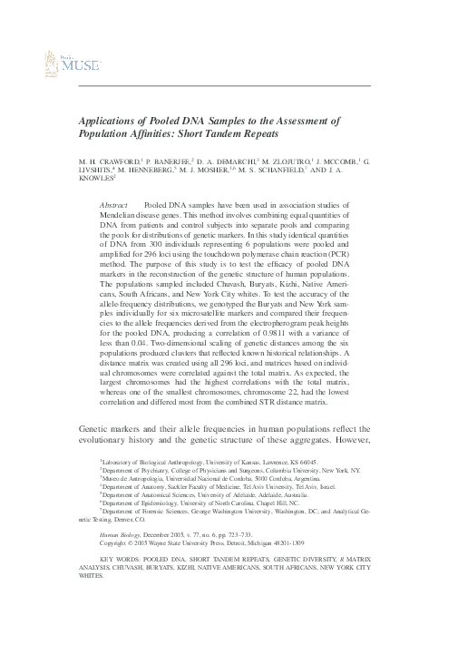 (PDF) 2005 Applications of pooled DNA samples