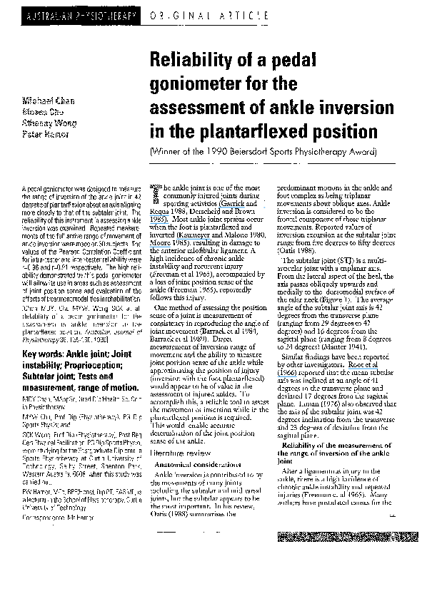 (PDF) Reliability of a pedal goniometer for the assessment of ankle ...
